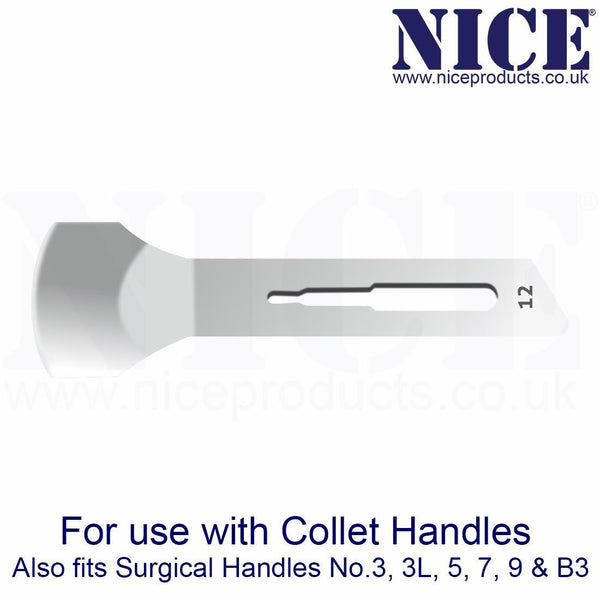 50 x NICE No.12 Gouge Sterile Carbon Steel Blades GCS12 for Manicure a ...