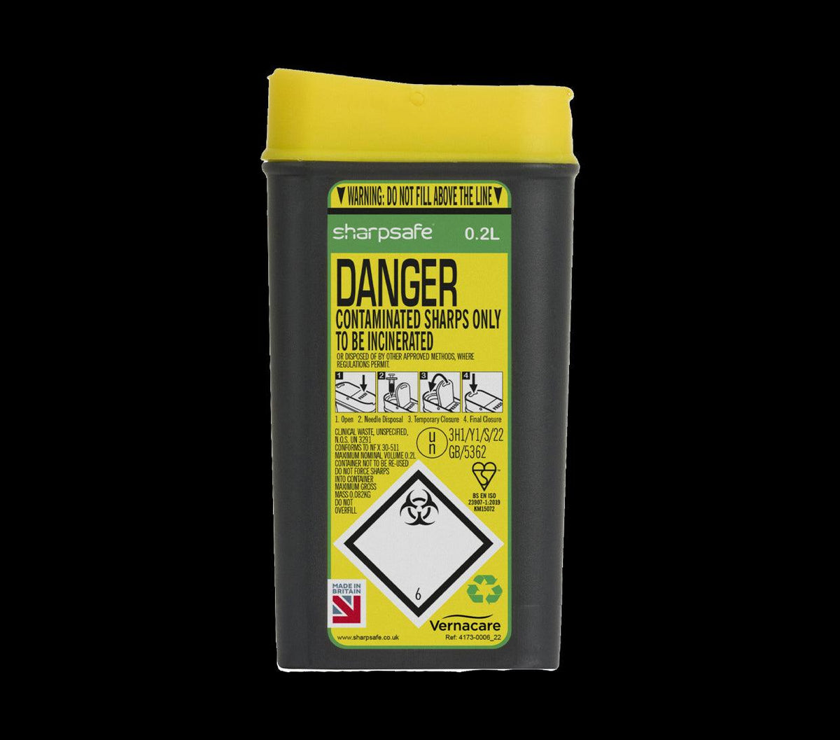 0.2 Litre Yellow Sharps Container (Pack of 2) – HandyProducts.co.uk