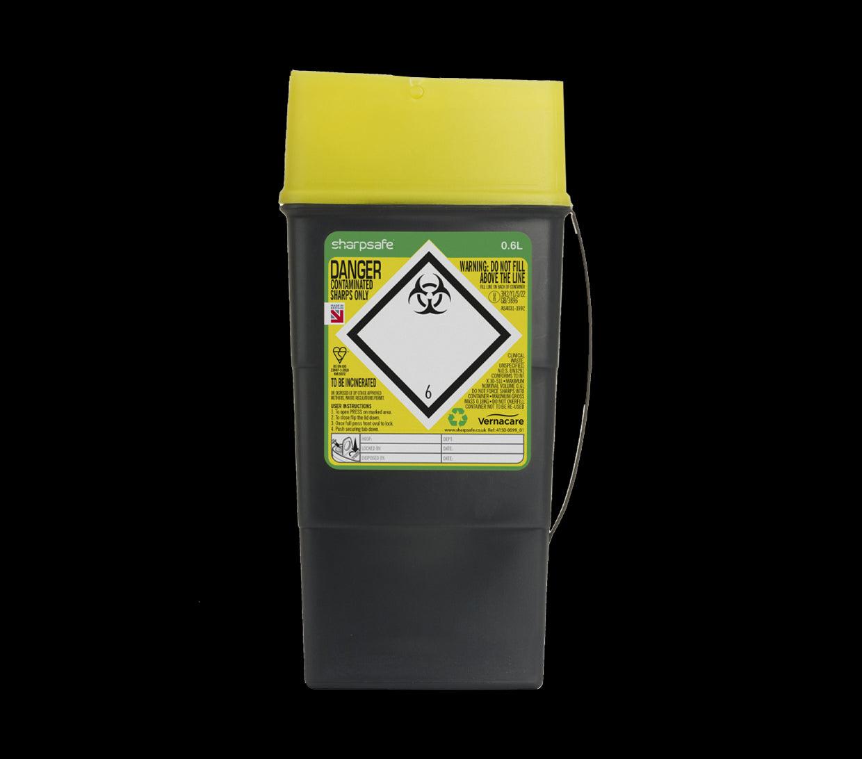 0.6 Litre Yellow Sharps Container (Pack of 2) – HandyProducts.co.uk