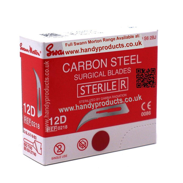 Swann Morton No 12D Sterile Carbon Steel Blades 0218 (Pack of 100 ...